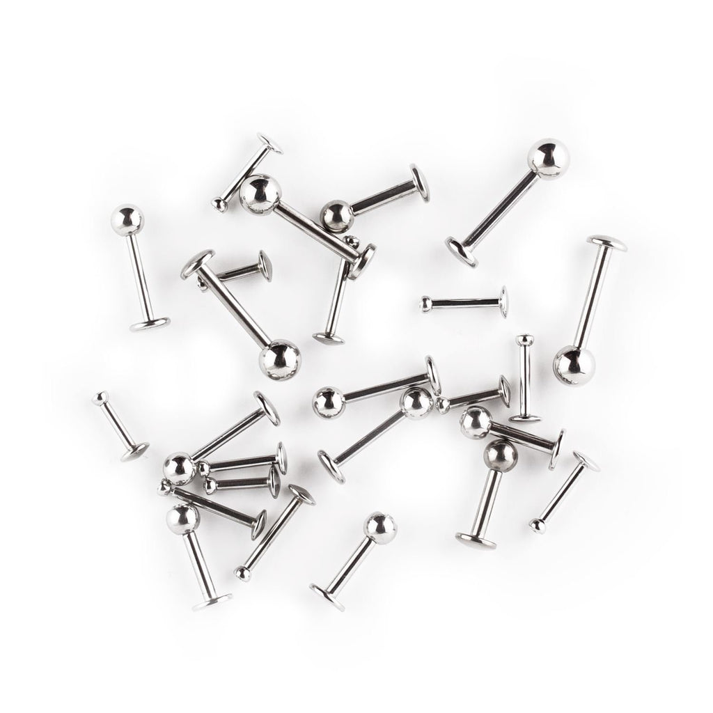 14 Gauge Labret with Clear Pressed Gem Externally Threaded – Kingpin ...