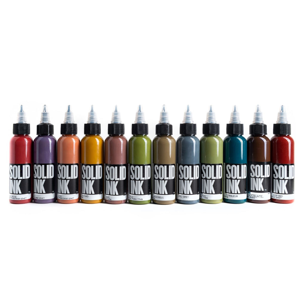 Solid Ink Prepackaged Opaque 12 Color Set – Kingpin Tattoo Supply